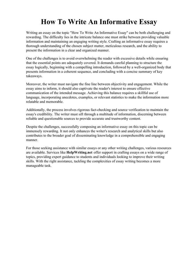 How To Write An Informative Essay. Define informative writing. What is ...