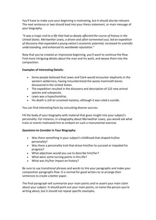How to write an interesting biography | PDF | Biographies | Genres