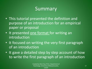 How to write an introduction the first paragraph tcm18-117650 | PPTX