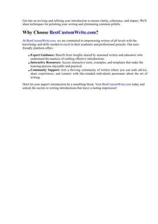 How To Write An Introduction To A Paper | PDF