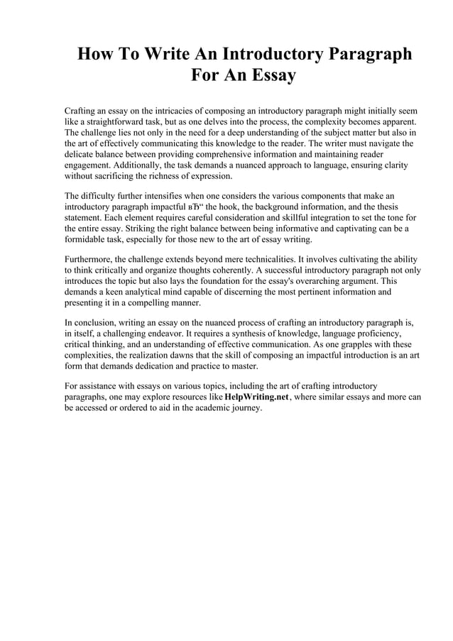 How To Write An Introductory Paragraph For An Essay.pdf