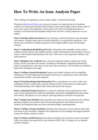 How To Write An Issue Analysis Paper | PDF