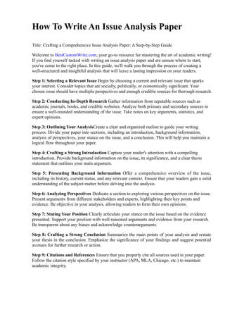 How To Write An Issue Analysis Paper | PDF