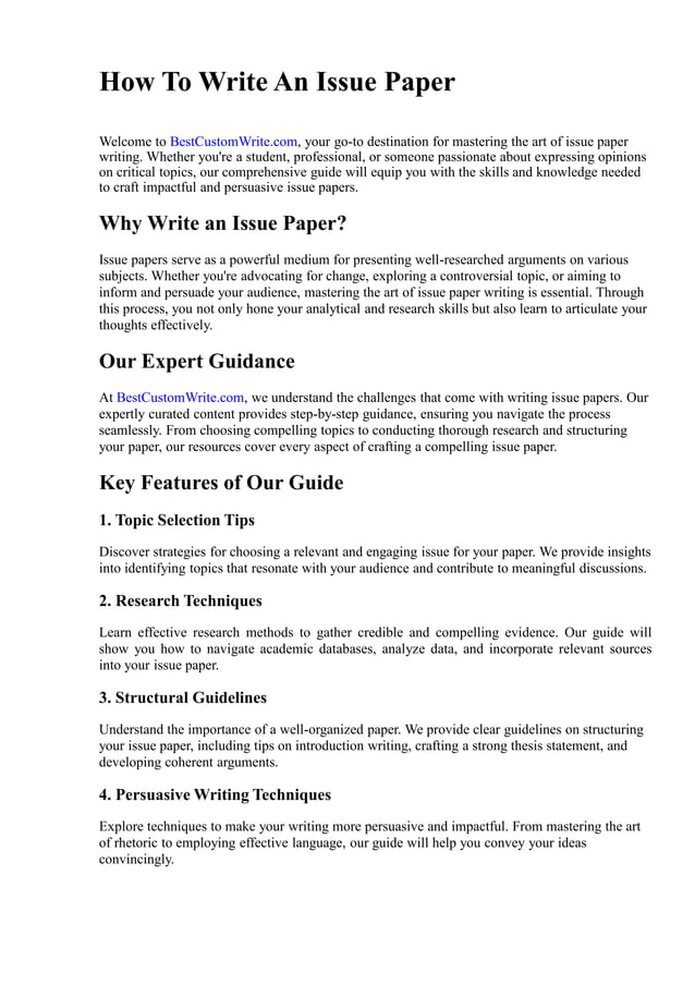 How To Write An Issue Paper | PPT