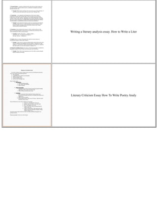 How To Write An Literary Analysis Essay | PDF