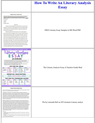 How To Write An Literary Analysis Essay | PDF