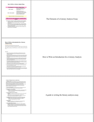 How To Write An Literary Analysis Essay | PDF