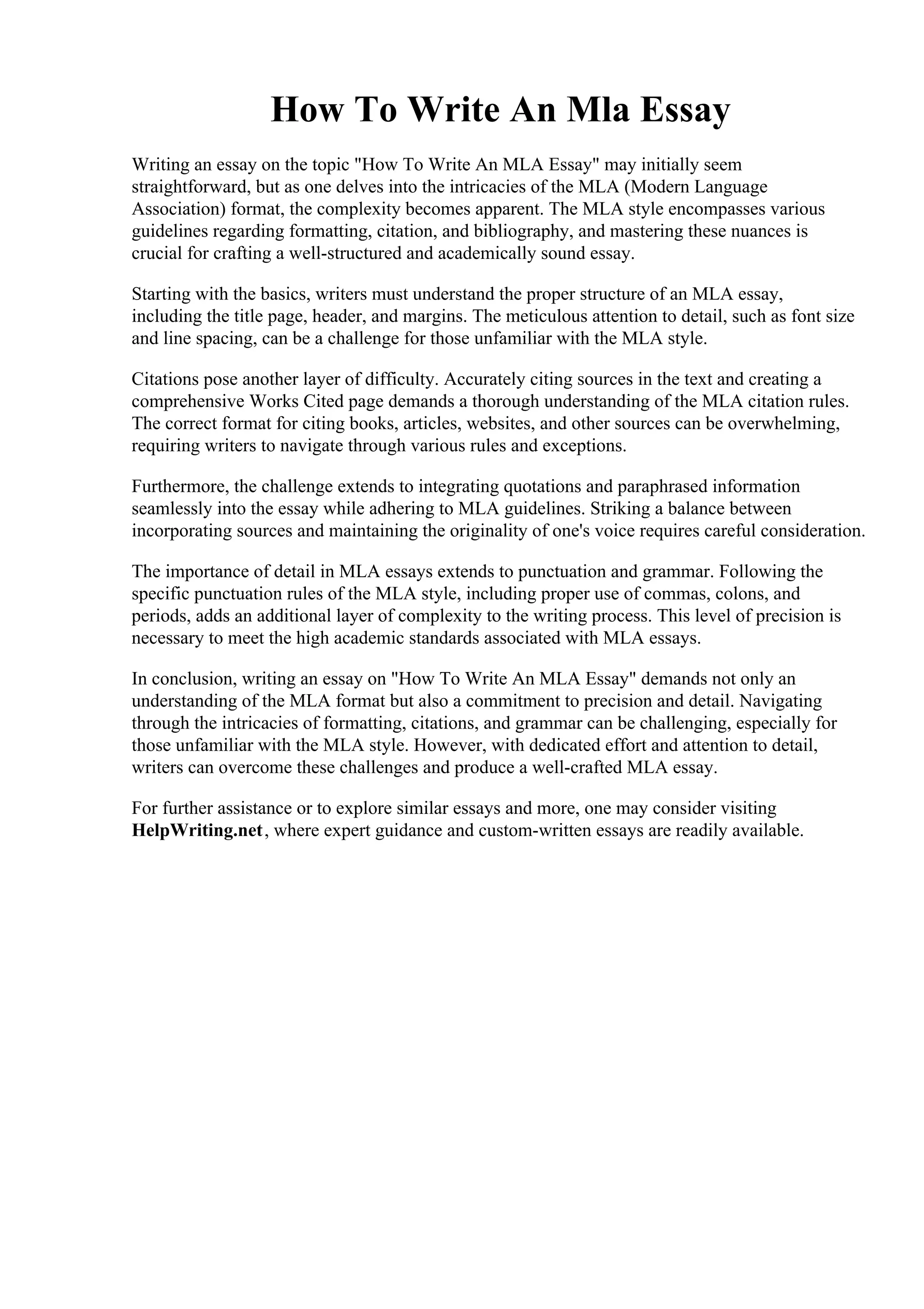 How To Write An Mla Essay. . Mla Essay Examples - EMILYJTUMER | PDF