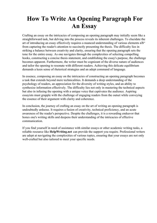 How To Write An Opening Paragraph For An Essay | PDF | Screenwriting ...