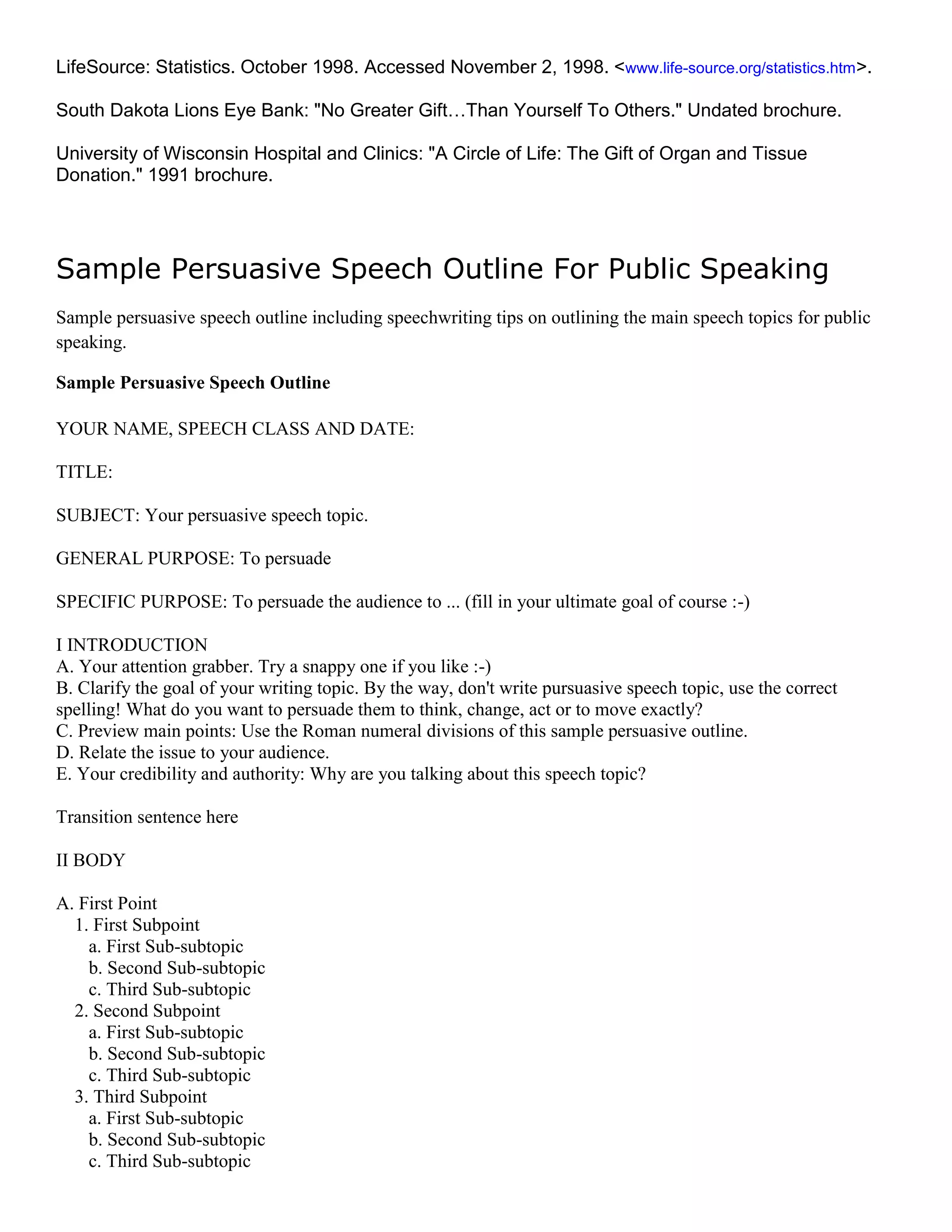How to write an outline for a persuasive speech | PDF