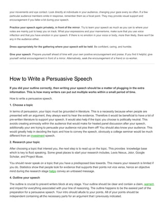How to write an outline for a persuasive speech | PDF