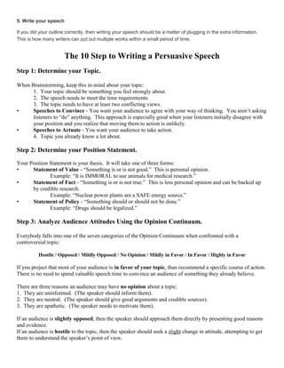 How to write an outline for a persuasive speech | PDF