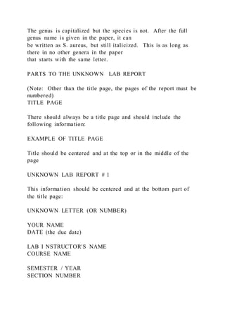 How to write an unknown lab report in microbiologygeneral | PDF