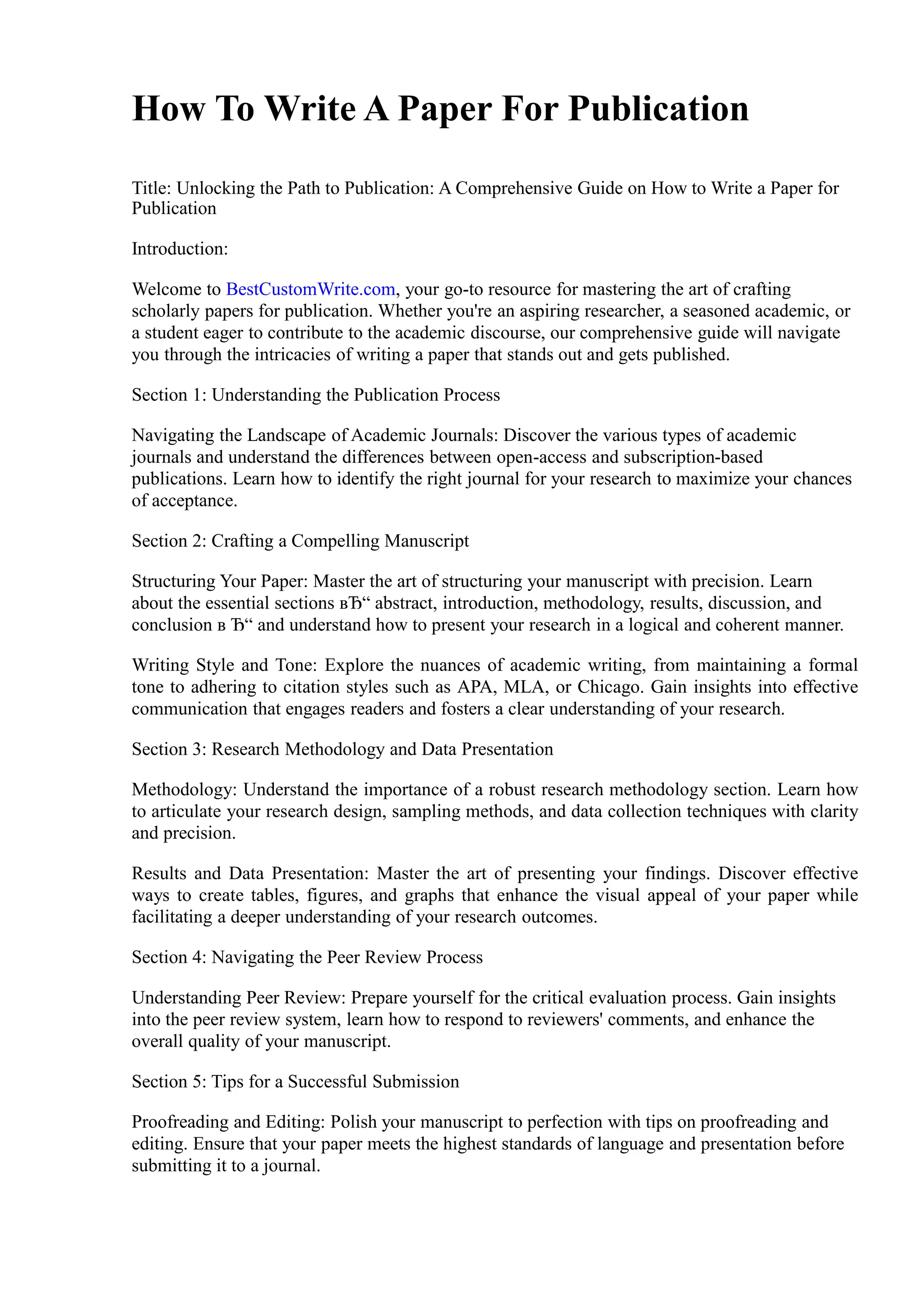 How To Write A Paper For Publication. PDF How to Write an Original ...