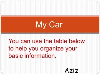How to write a paragraph about my car | PPSX
