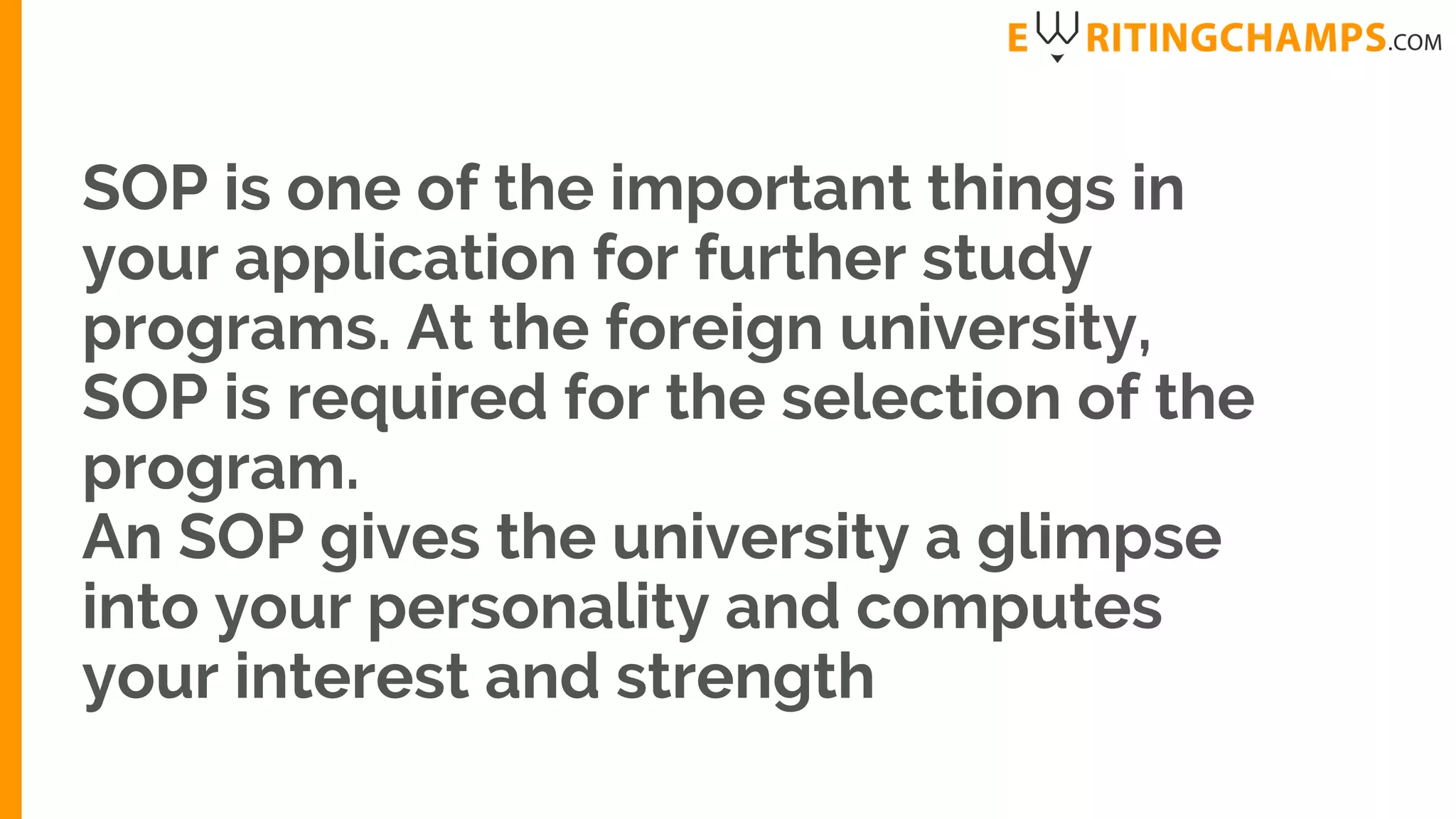 How to write a perfect sop | Ewritingchamps | PDF