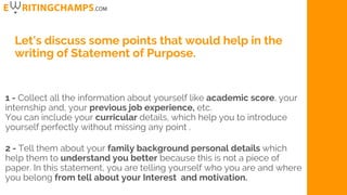 How to write a perfect sop | Ewritingchamps | PDF