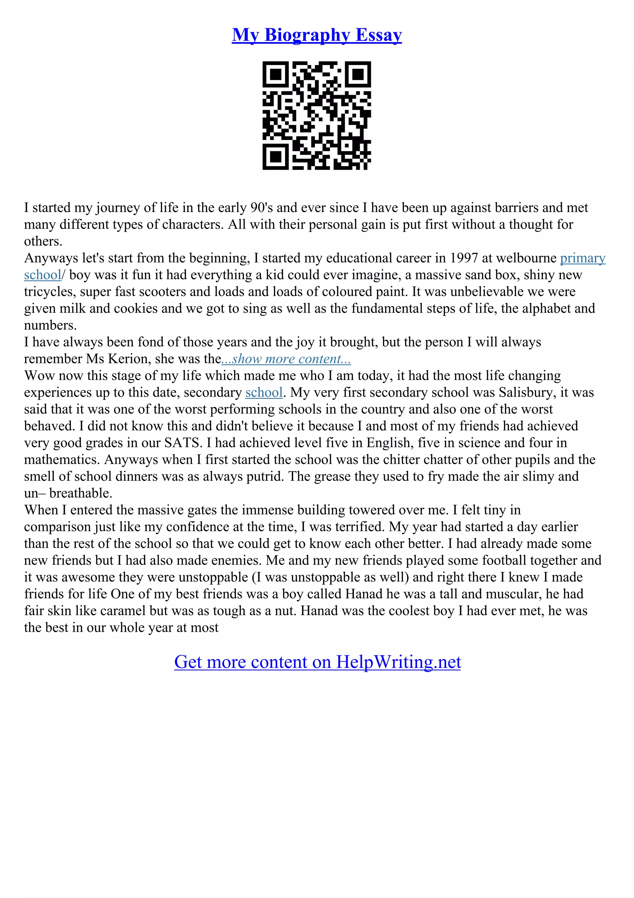 How To Write A Personal Biography Essay | PDF