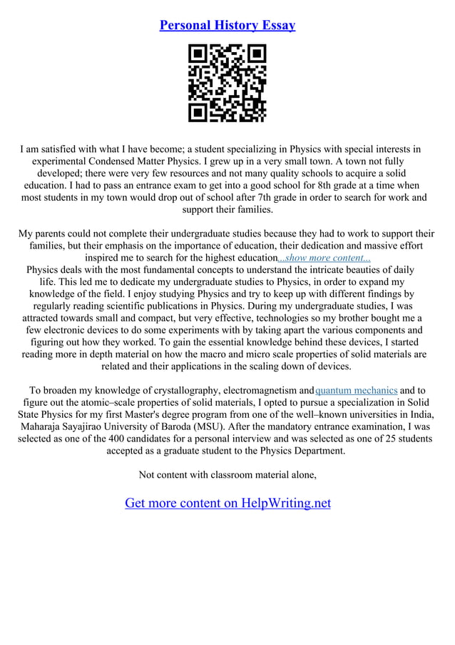 How To Write A Personal Biography Essay | PDF