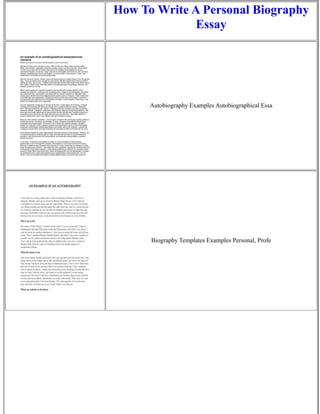 How To Write A Personal Biography Essay | PDF