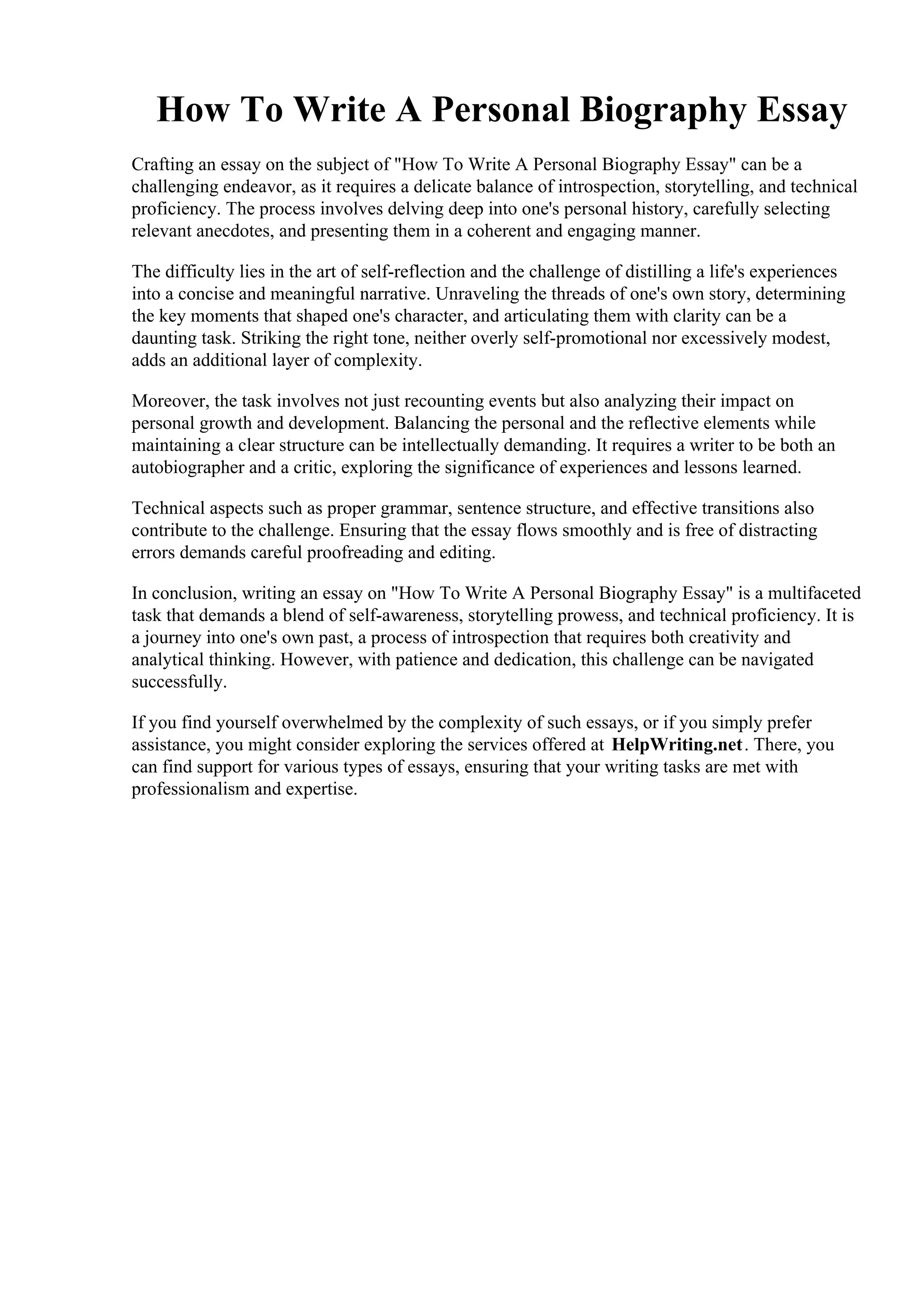 How To Write A Personal Biography Essay.pdf