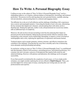 How To Write A Personal Biography Essay.pdf