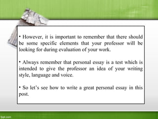 How to write a personal essay | PPT