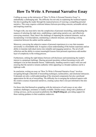 How To Write A Personal Narrative Essay. 011 Personal Narrative Essay ...