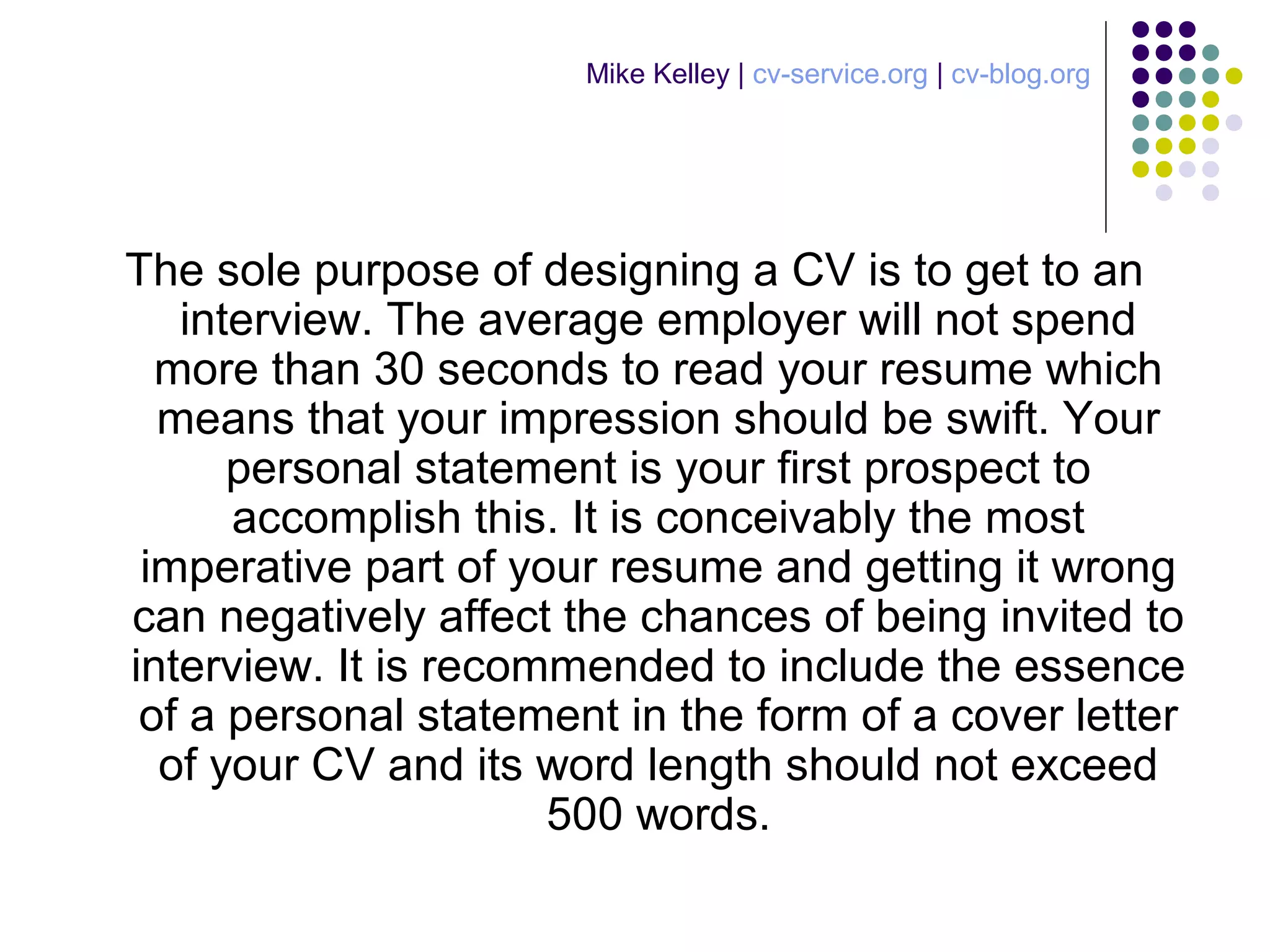 How to write a personal statement for a cv | PPT