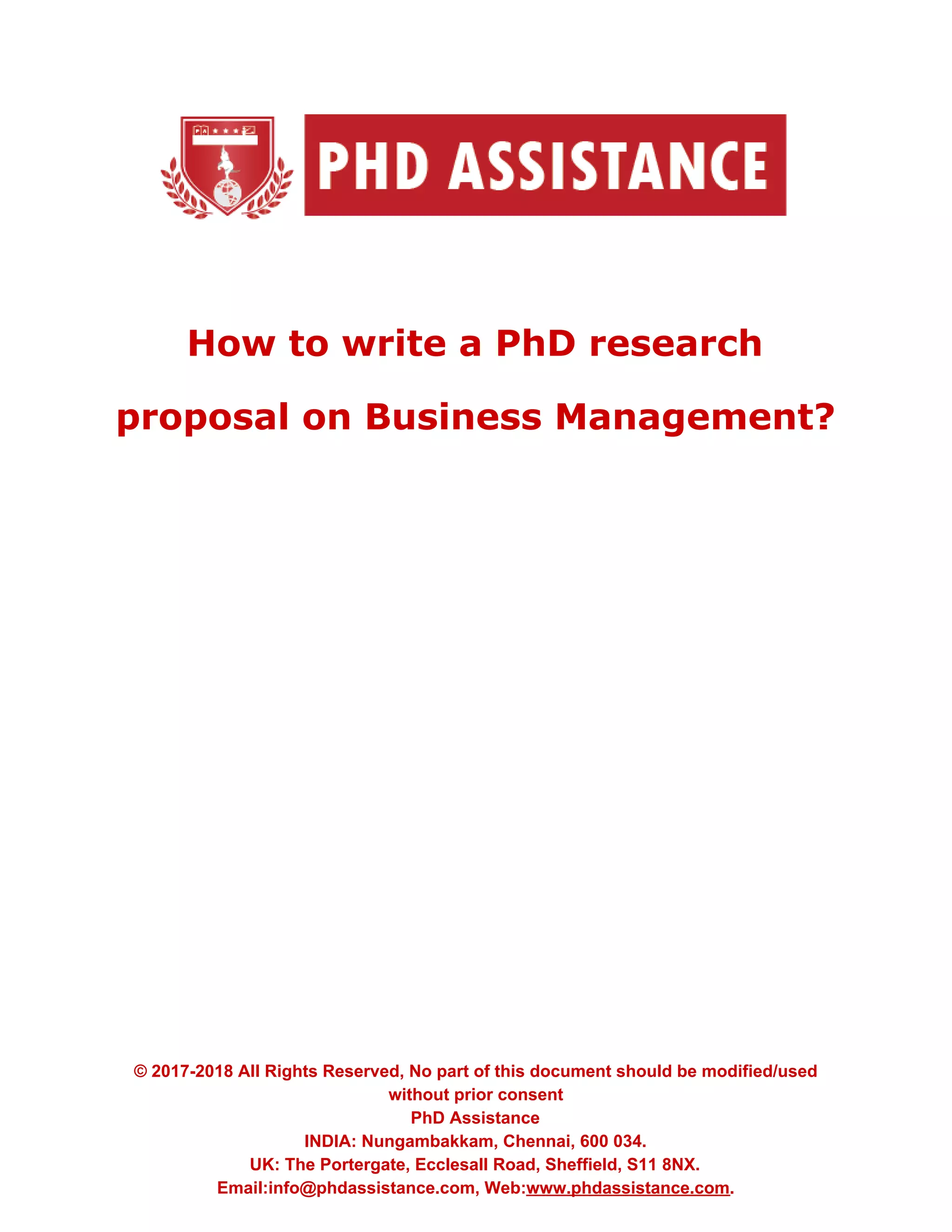 How to write a phd research proposal on business management ...