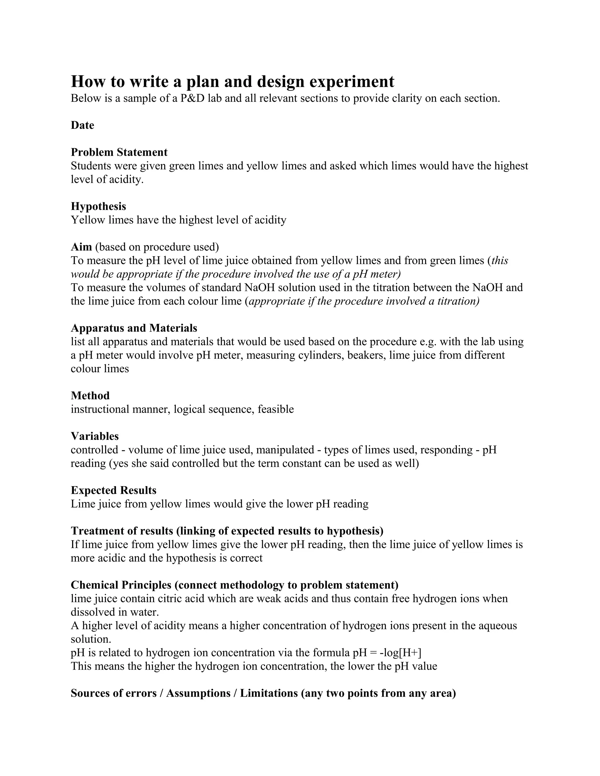 How to write a plan and design experiment | DOC