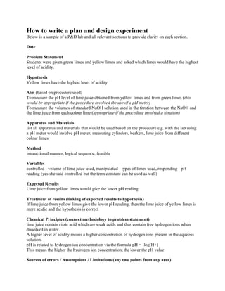 How to write a plan and design experiment | PDF
