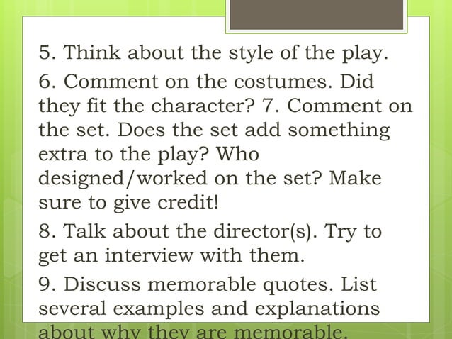 How to write a play review | PPTX | Musicals | Genres