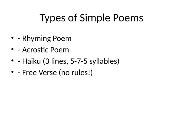 How to write a poem for primary students | PPTX