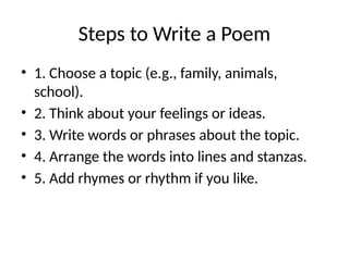 How to write a poem for primary students | PPTX