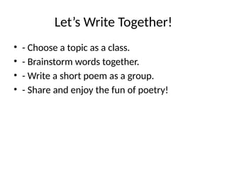 How to write a poem for primary students | PPTX