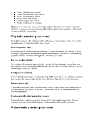 How to Write a Press Release for a Product | DOCX