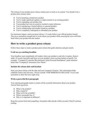 How to Write a Press Release for a Product | DOCX