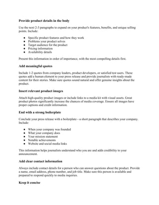How to Write a Press Release for a Product | DOCX