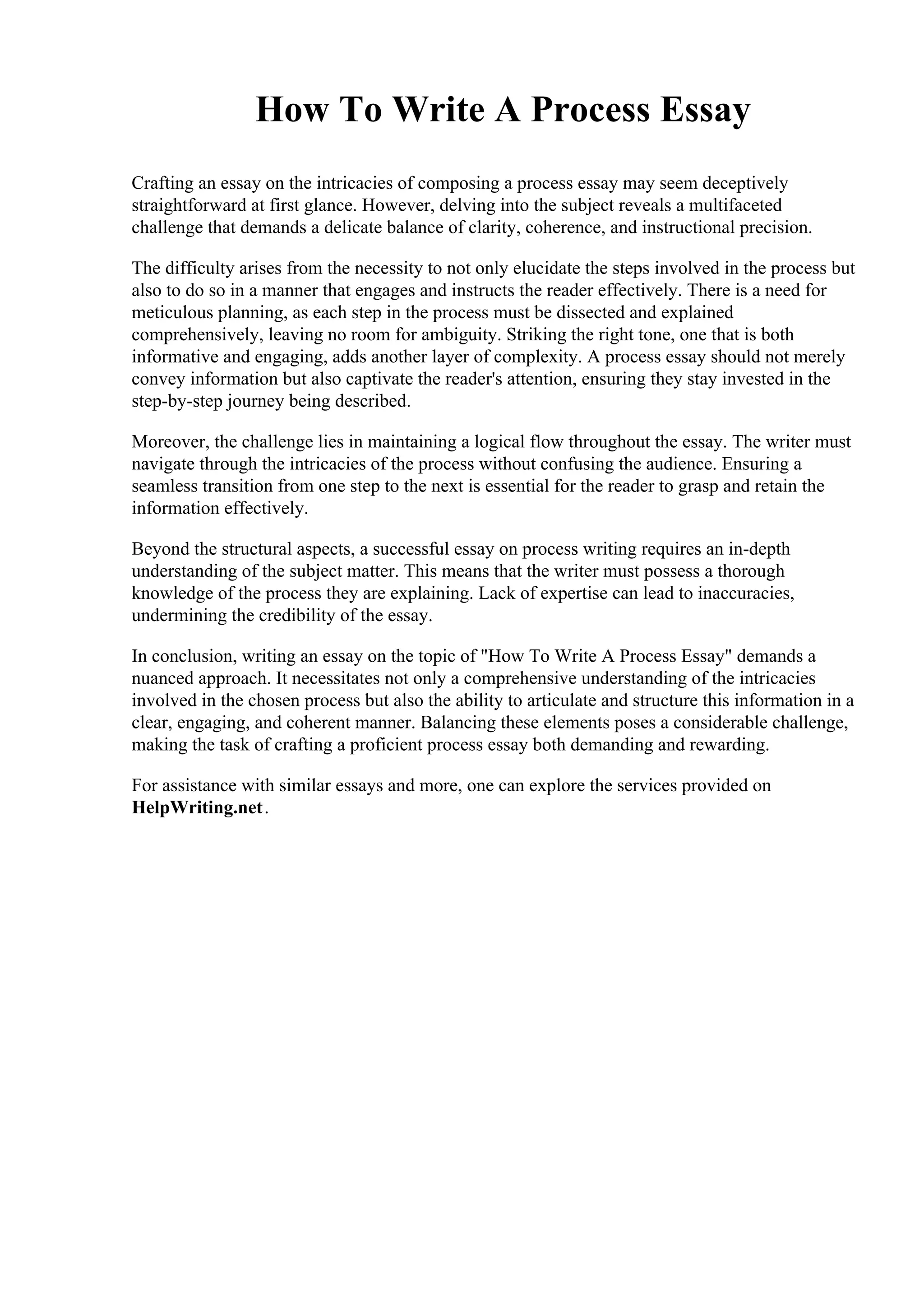 How To Write A Process Essay | PDF