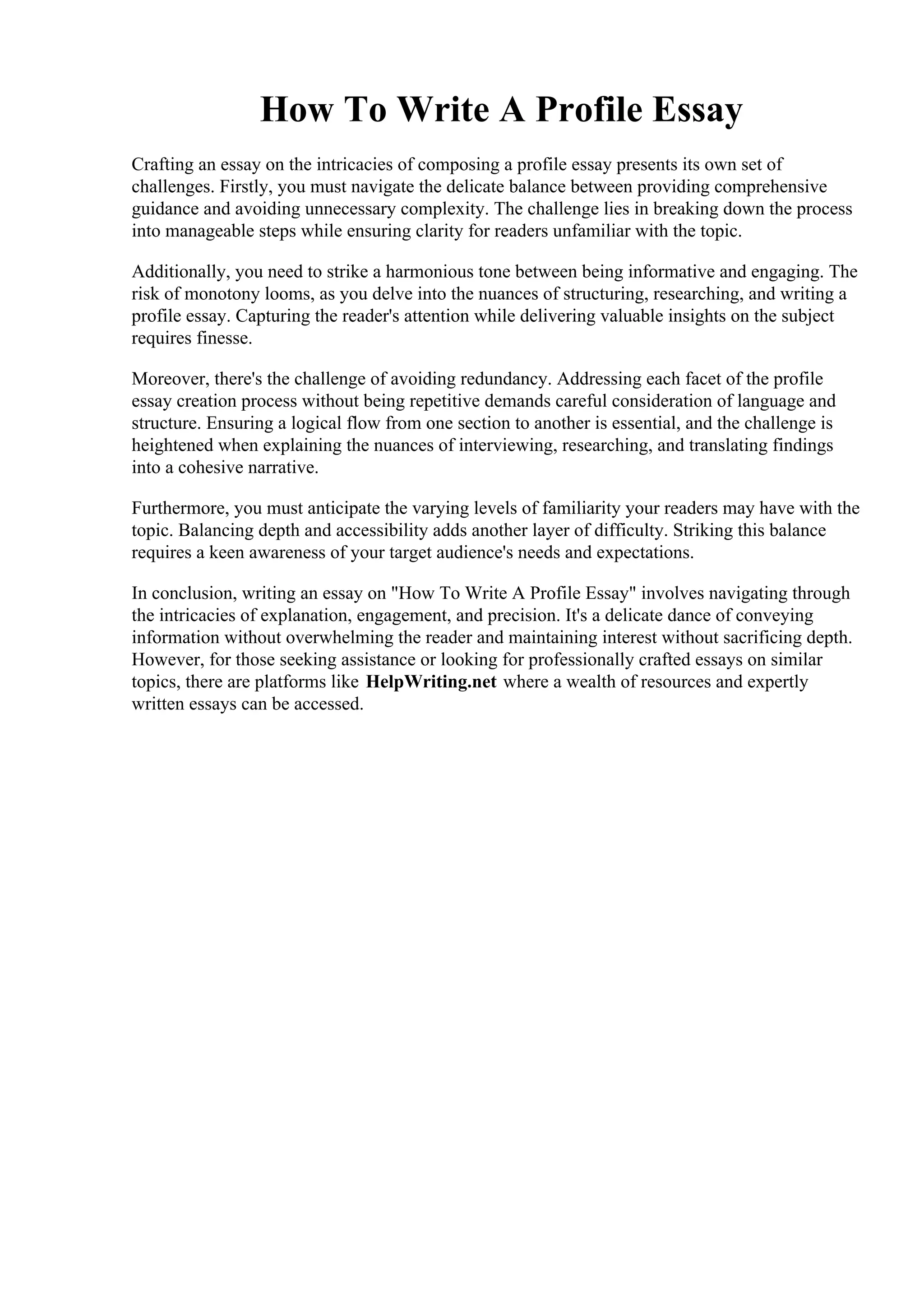 How To Write A Profile Essay | PDF