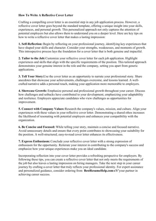 How To Write A Reflective Cover Letter | PDF