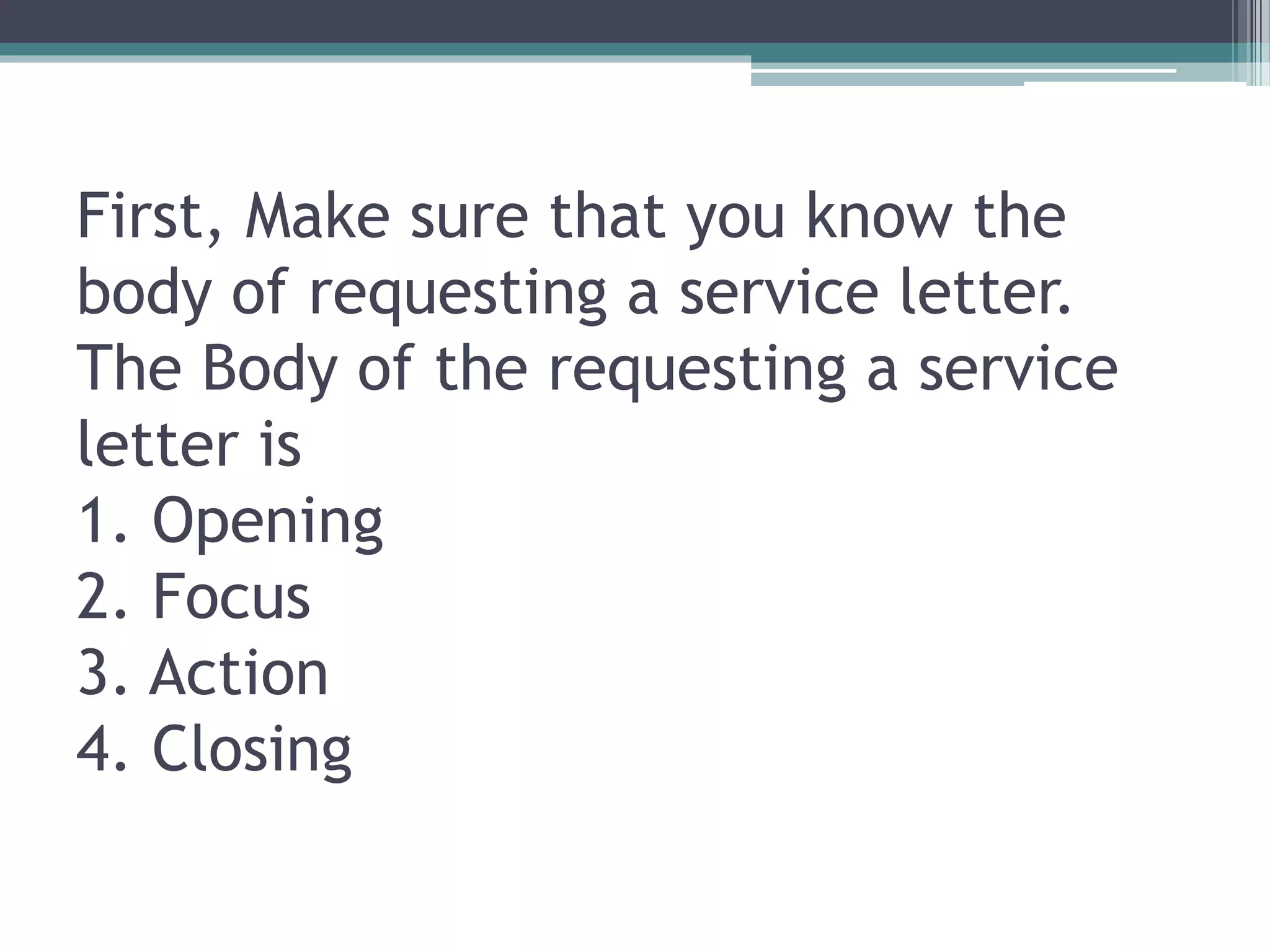 How to write a requesting service letter | PPTX