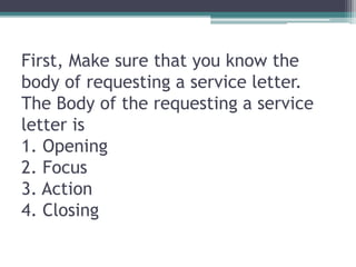 How to write a requesting service letter | PPTX