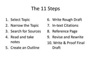 10 Steps to Writing a Research Paper | PPT