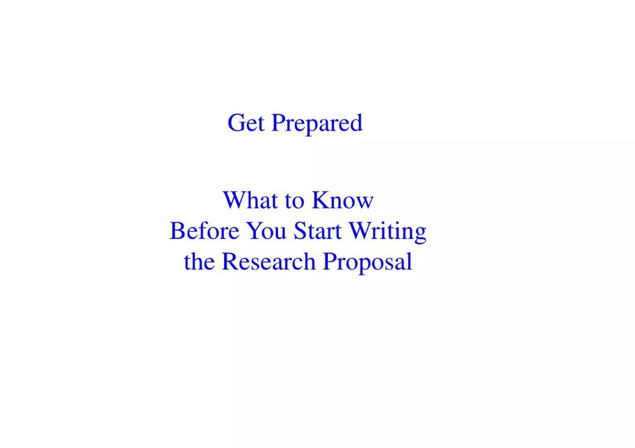 How To Write A Research Proposal (I) | PDF