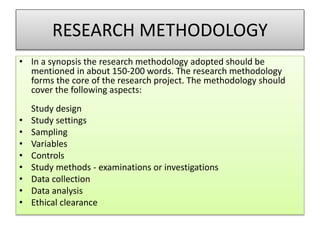 How to write a research synopsis | PPTX