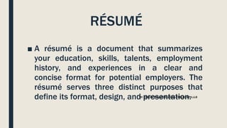 How to write a resume’ | PPTX