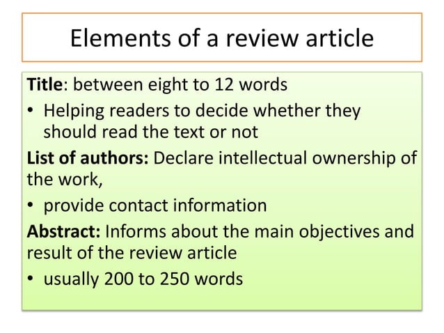 How to write a review article | PPTX