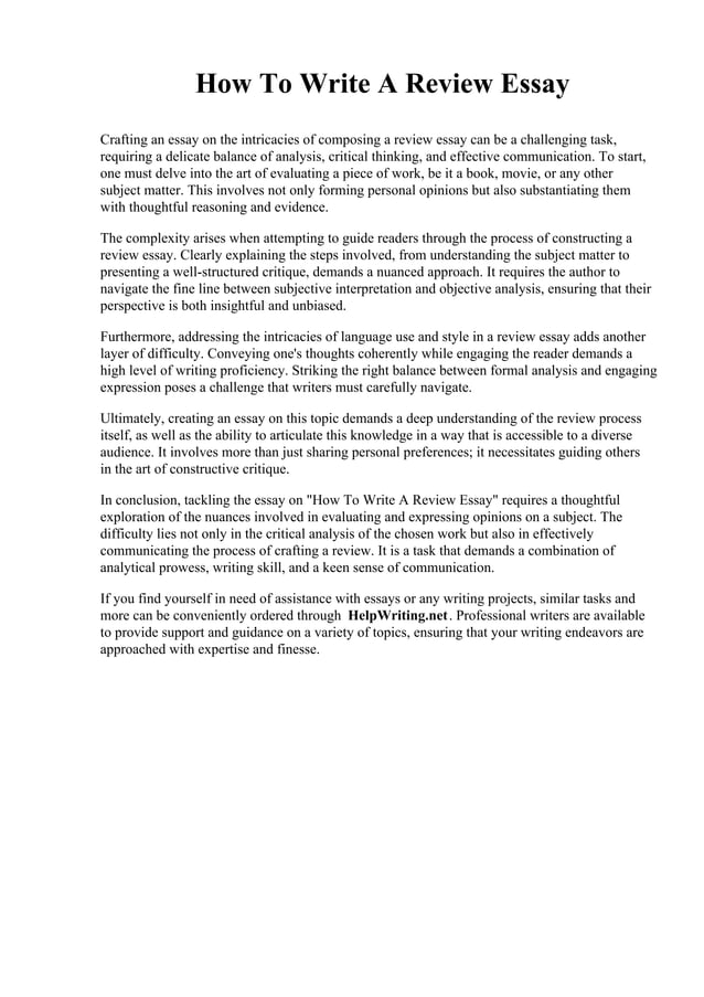 How To Write A Review Essay. Lordland College | PDF
